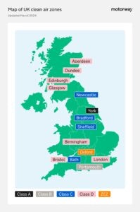Clean Air Zones (CAZ) In The UK - The Ultimate Guide (2025) | Motorway